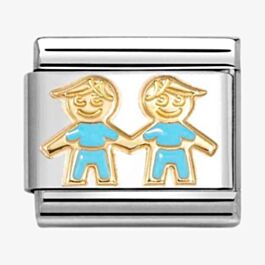 Nomination 030272/90 CLASSIC Gold & Blue Two Boys Brothers Charm