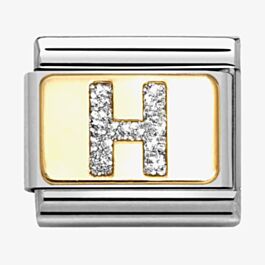 Nomination CLASSIC Silver Glitter Letter H Charm 030291/08