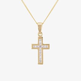9ct Yellow Gold Channel-set Cubic Zirconia Cross GCS9