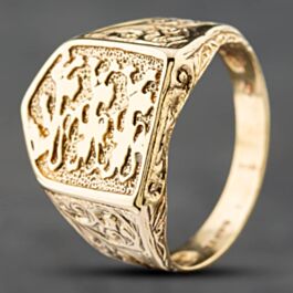 Pre-Owned 9ct Yellow Gold Shield Three Lions England Signet Ring 41341362