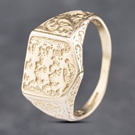 Pre-Owned 9ct Yellow Gold England Three Lions Shield Signet Ring 41341766